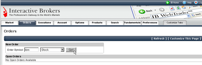 Create an Order from Order Page